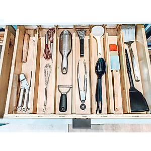 Lipper International 8896 Bamboo Wood Custom Fit Adjustable Kitchen Drawer Dividers, Set of 2