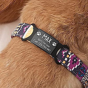 Atdesk Personalized Dog Tags, Slide On Pet ID Tag, Engraved Stainless Steel Cat Collar Tag, No Jingle Dog Name Tag Silent Pet Identification Tags(Large Black)