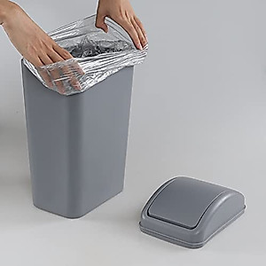 Anbers 14 Liter Slim Trash Can with Swing Top Lid, 3.5 Gallon Garbage Can, Grey