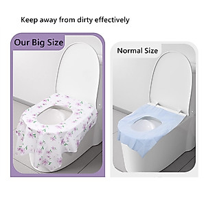 Tebery 50 Pack Extra Large Disposable Toilet Seat Covers, Cute Printed Potty Seat Covers for Toddlers, Kids, and Adults - Waterproof, Portable for Travel
