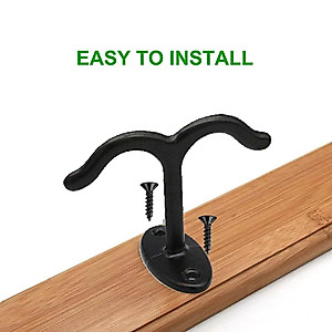 FanSiVoKe 10 Pcs Zinc Alloy Ceiling Double Hook Cabinet Wardrobe Coat Towel Hat Hook Hooks Under Cabinet Shelf (Black)