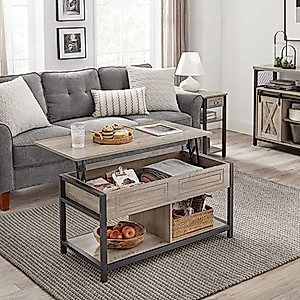VASAGLE Coffee Table, 19.7 in x 39.4 in x 24.4 in, Greige