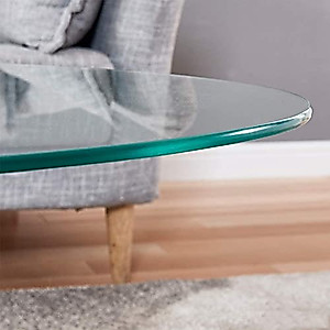 KDLKCT6 Tempered Glass Table Top, Ø 15in 17in 25in 27in 29in 31in, Polished Edge Round Glass Table Top, with Non-Slip Pad, Easy to Install, Protect The Original Desktop,1/3" Thick,