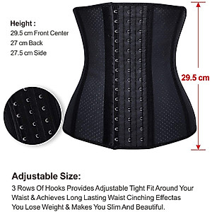 YIANNA Breathable Waist Trainer for Women Underbust Latex Sport Girdle Corsets Cincher Hourglass Body Shaper, (Black, 3XL)