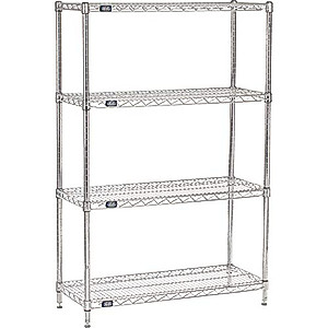 Nexel 14" x 36" x 63", 4 Tier Adjustable Wire Shelving Unit, NSF Listed Commercial Storage Rack, Chrome Finish, leveling feet