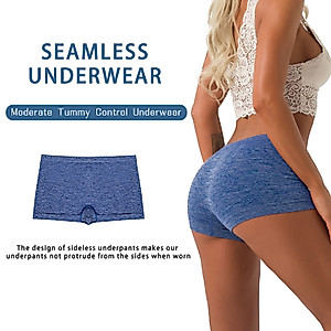 DEEP TOUCH Women’s Boyshort Underwear Seamless Panties Stretch Boxer Panty Breathable No Show Boxer Briefs 5 Pack