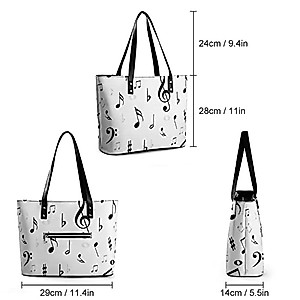 Womens Handbag Music Notes Pattern Leather Tote Bag Top Handle Satchel Bags For Lady