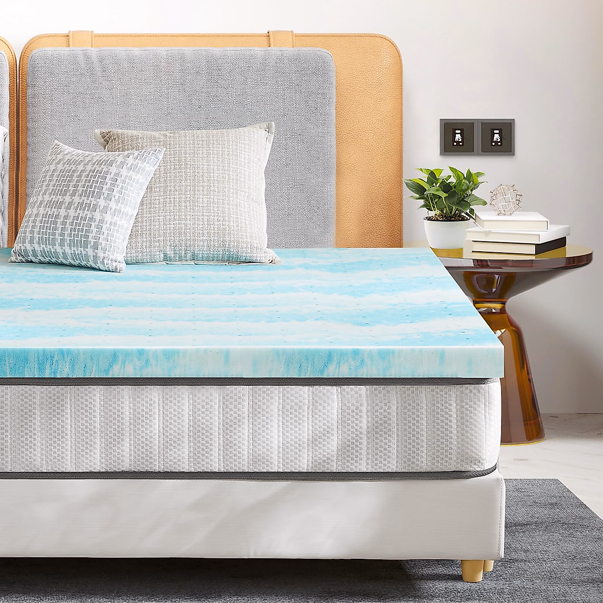 SMUG Memory Foam Mattress Topper Twin Size 2 Inch Thick Gel Infused Cooling Toppers Bed Pad, CertiPUR US Certified, Ventilated and Breathable for Sleeper Sofa, RV, Camper