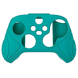 eXtremeRate PlayVital Samurai Edition Aqua Green Anti-Slip Controller Grip Silicone Skin for Xbox Core Controller, Ergonomic Protective Case Cover for Xbox Series S/X Controller w/Thumb Grips
