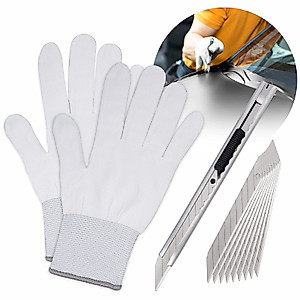 FOSHIO Window Tint Vinyl Wrap Tool Kit with 5M Knife Tape, Felt Squeegee, Micro Squeegee, Wrap Magnets Holders, Gloves, Safety Cutter, Utility Knife, Plastic Razor Blades Vinyl Application