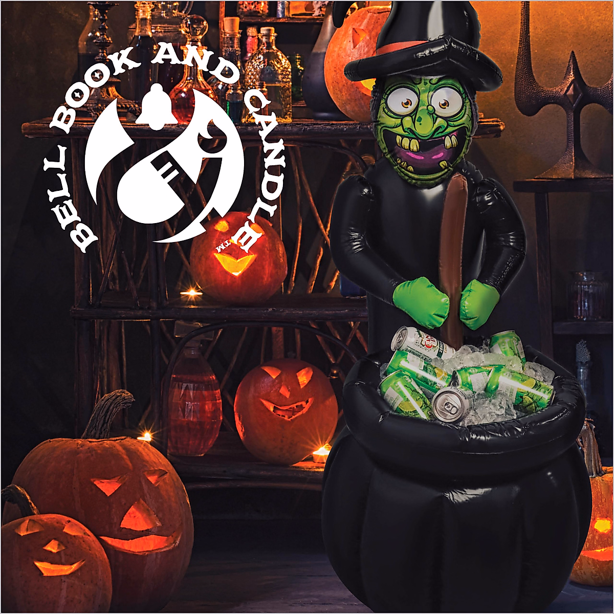 48" Inch Inflatable Witches Cauldron Candy Holder Bowl - Up to 72 Drink Beverage Cooler and Ice Chest Party - Inflables De Halloween Enfriador Candy Caldron