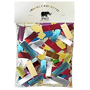 LARGE Metallic Confetti – Jumbo Mylar Rainbow Foil Confetti Bag Perfect for New Years, Surprise Parties, Birthdays, Photoshoots, Engagements & Weddings (300 Grams, Over 7,500 PCS) by JPACO