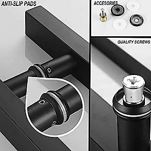 SMARTSMITH Barn Door Pull Handle, 12" Square H-Shape Barn Door Handles Double-Side, Stainless Steel, Dual Use Glass Door Wooden Door,Sliding Barn Door Shower Door, Black 2 Pack