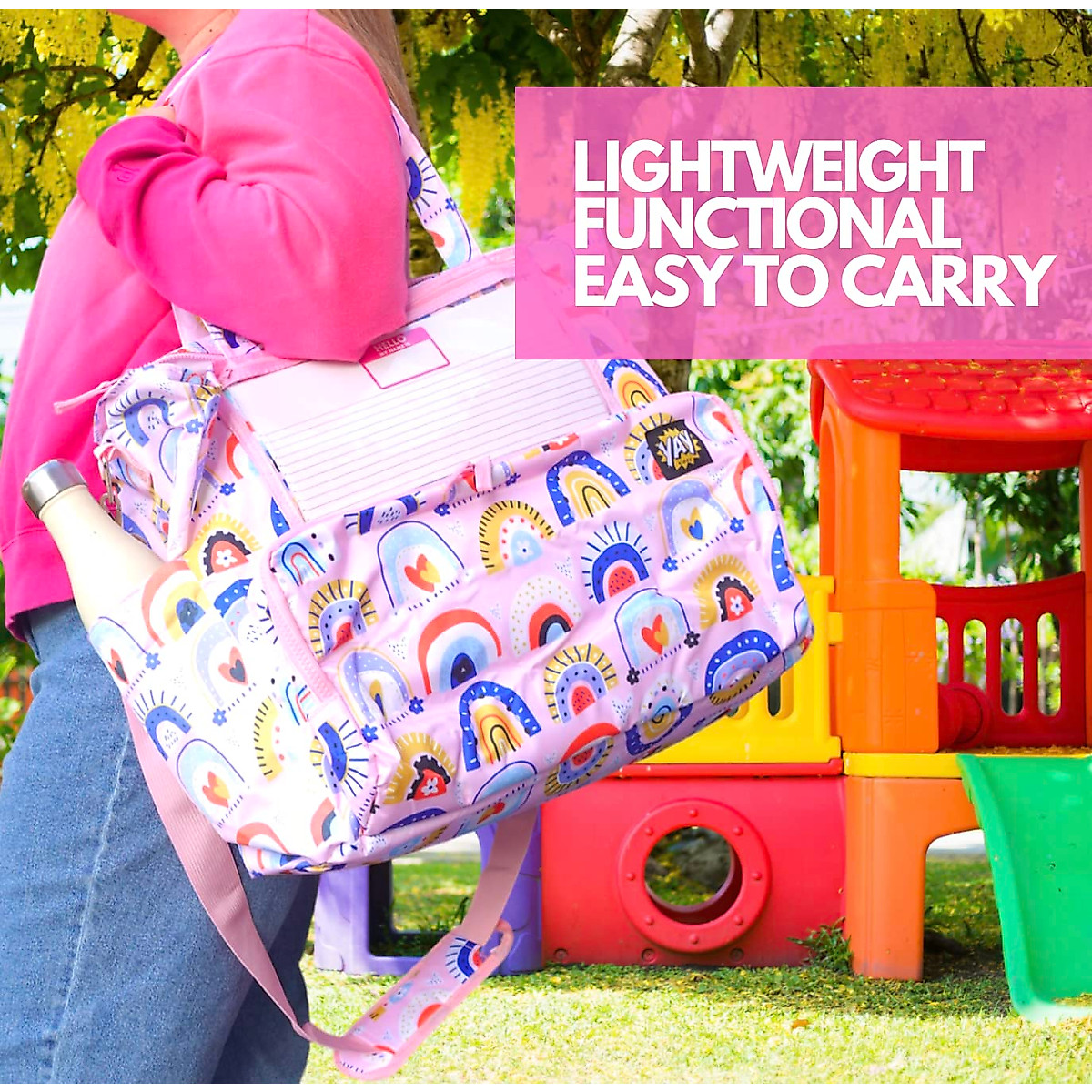YAY KIDDY Large Totebag for Daycare (Rainbow)