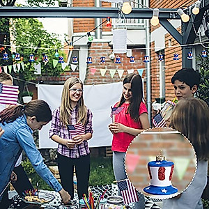 12Pcs Patriotic Glass Hat Ornament, July 4th Uncle Sam American Hat Ornament, Red White Blue Memorial Veterans Day Hanging Hat for Independence Day Party Decor (American)