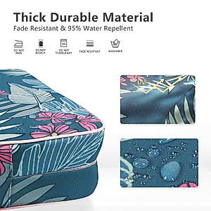 Porch Shield Outdoor Cushion Slipcovers Patio Chair Seat Cushion Covers Set 4 Waterproof Fade Resistant 20 x 18 x 4 inch, Palm Leaf