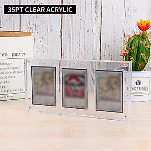 Auveach 1 Pack 35PT Acrylic TCG Triple Cards Frames, One-Touch-Open, Card Display, Clear Card Stands, Transparent Card Stands (Triple 1 Pack, 20mm)