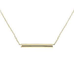Lucchetta - Solid Gold Bar Pendant Necklace, 14 karat Yellow Gold Goldbar with 16+2 Inch Chain, Womens Girls14k Gold Authentic Italian Necklaces Jewelry from Italy