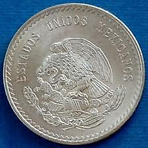 Mexico 1948 Silver Cuauhtemoc Five Peso Coin