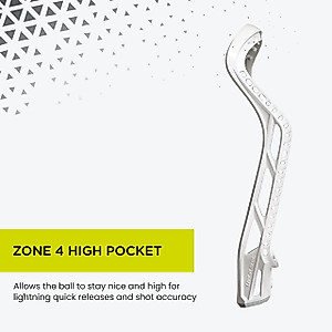 Epoch Women's 10-Degree Elite Lacrosse Unstrung Head for Attack/Midfield Power Players, Bottom Rail Design with Stiff Flex iQ3, Knot Lock Technology for Optimum Control and Feel, Made in USA