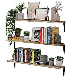 Wallniture Arras 36" Floating Shelves for Wall Storage, Bookshelf Living Room Decor, Bedroom & Kitchen Organization, Office Decor, Wall Shelf Set of 3