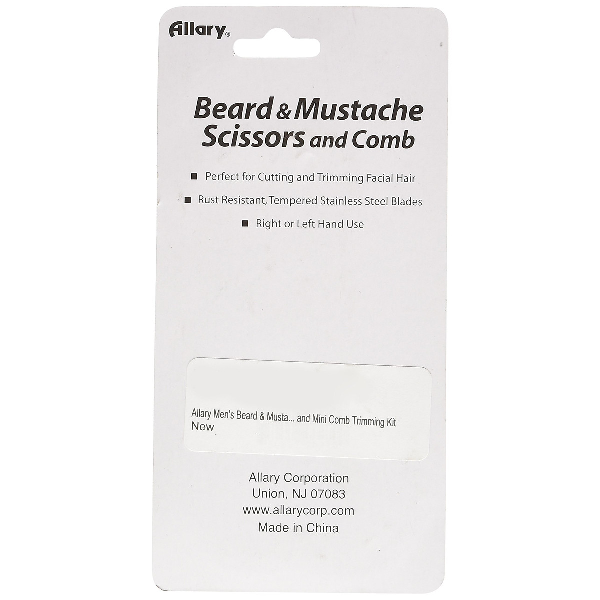 Allary Men's Beard and Mustache Scissors, Mini Comb Trimming Kit