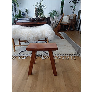 XDSTOOL Wooden Step Stool for Kids Adults Seat Chair Dancing Foot Stool 12 inch Plant Stand Top Curved Wood Stool