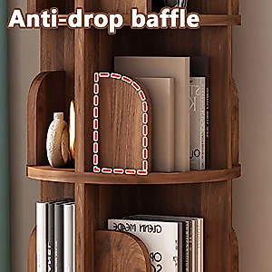 ZZFF Solid Wood Revolving Bookcase,Rotating Bookshelf 360 Display,Multi-Functional Floor Standing Storage Rack Organizer for Kids Room Bedroom Livingroom-Walnut 2 Tier 39x39x67.4cm(15x15x27inch)