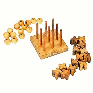 Logica Puzzles Art. Tic-Tac-Toe 3D - Board Game in Fine Wood - Strategy Game for 2 Players - New 3D Strategies