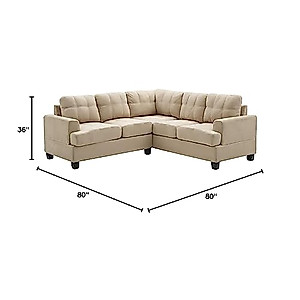 Glory Furniture Sandridge Microsuede Sectional in Vanilla