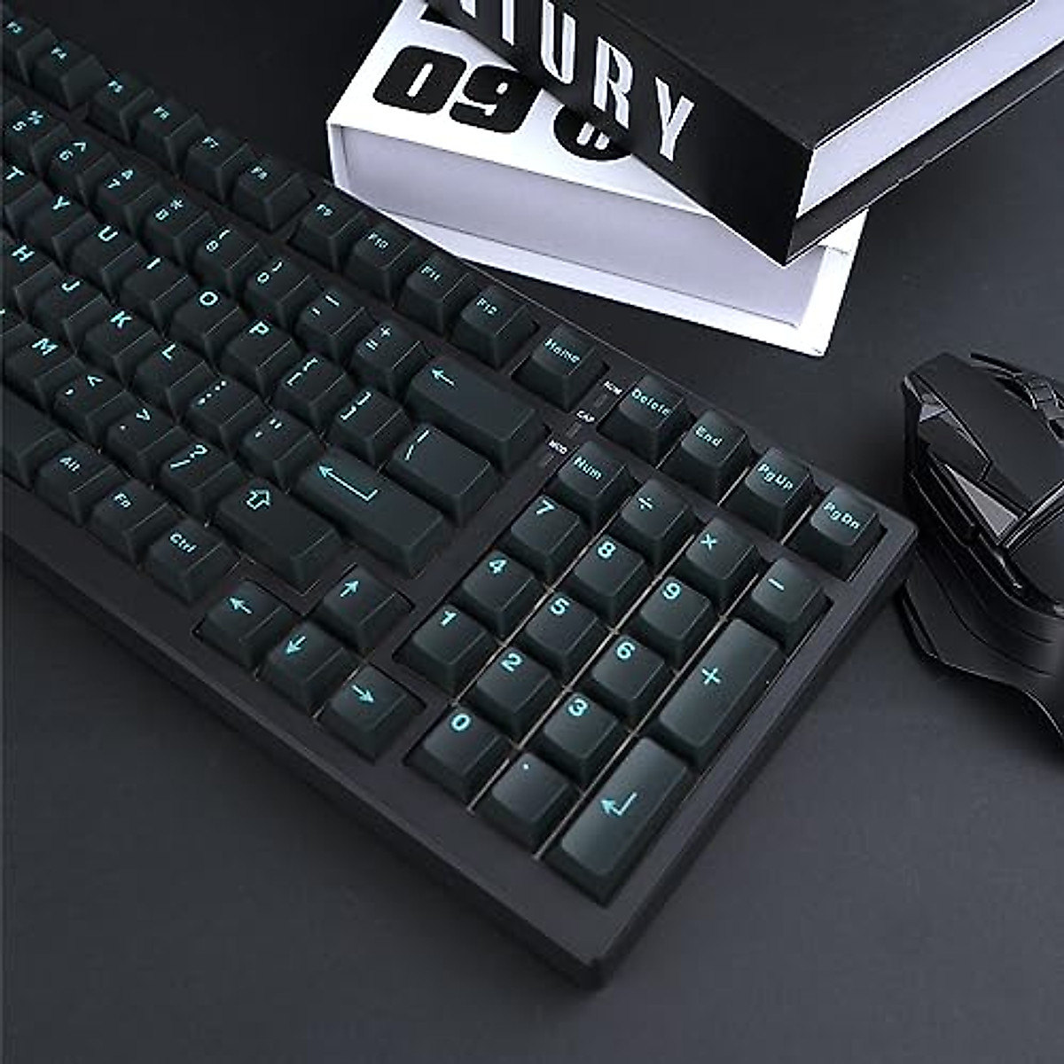 GEKUCAP Custom Keycaps, 121 Keys Green Translucent Keycaps, ABS Double Shot Keycaps, Cherry Profile Keycaps Set for Gaming Keyboard Cherry MX Switches Mechanical Keyboard 61/87/104/108 (Green)