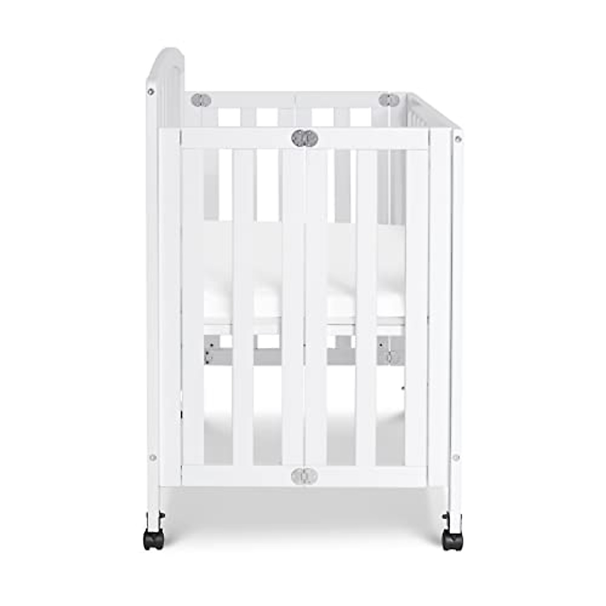 DaVinci Dylan Folding Portable 3-in-1 Convertible Mini Crib and Twin Bed in White, Greenguard Gold Certified
