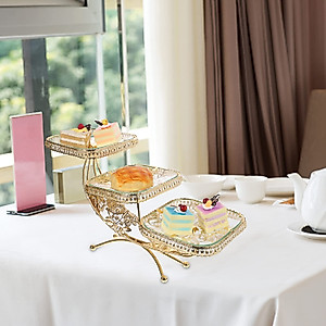 BESTOYARD 3 Tier Serving Stand European Style Glass Serving Platters Serving Trays for Snacks Appetizers Fruit Salad Cupcake Dessert Tea Party Display