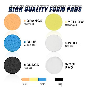 CHEN REFINISH 6Pcs Buffing Polishing Pads,6 Inch Backing Plate Compound Buffing Sponge Pads Cutting Polishing Pad Kit for Car Buffer Polisher Compounding, Polishing, Waxing