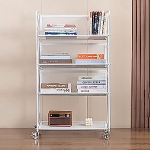 TAUODUYY Aluminum Alloy Bookshelf, Removable Multi-Layer Shelves, Large Capacity Baby Picture Book Shelf, Bedroom White Hollow Magazine/Book Storage Rack (Color : 2 Layers)