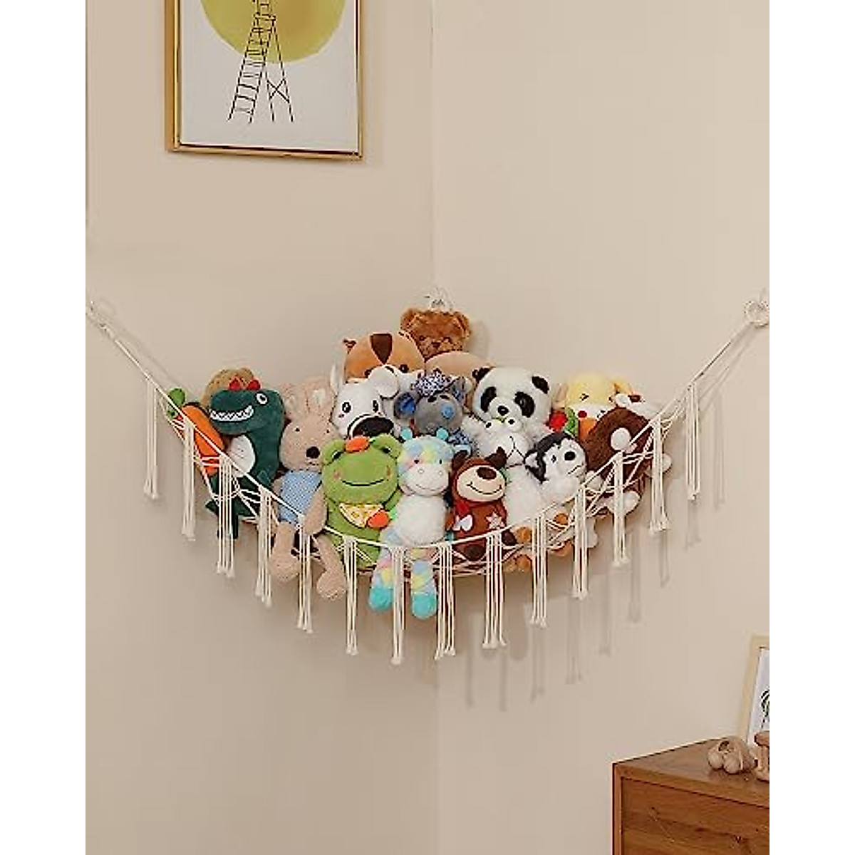 iKeelo Stuffed Animal Storage Hammock(2 Pack), Nursery Hanging Organizer for Teddy Bears and Plush Toys, 55x40x40in Large Corner Stuffy Holder for Kids Bedroom and Playroom