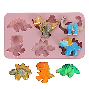 Joyeee Silicone Baking Mold Tray, Cartoon Dinosaur Candy Mold Non-stick Muffin Pan Cake Molds for Pudding Ice Cube Chocolate Fondant Cake Decorations DIY Handmade Soap, fit for Kids Parties, Birthday