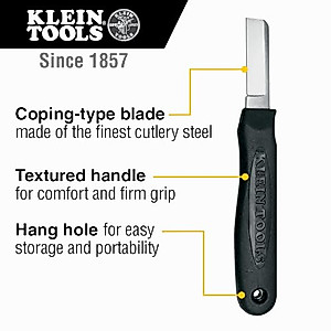 Klein Tools 44200 Cable Splicers Knife, Heavy-Duty Handle, Cutlery Steel Blade