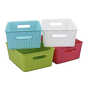 Anbers Plastic Storage Baskets for Organizing, Classroom Baskets, Set of 4