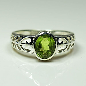 55Carat Natural Peridot Ring 925 Sterling Silver Oval Cut August Birthstone Bezel Style Jewelry Size 4-13