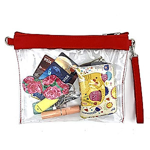 VIEEL New Clear Tote Bag, Crossbody Purse Bag, Adjustable Shoulder Strap (Red)