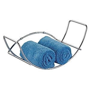 mDesign Modern Decorative Metal Bathroom Wall Mount Towel Rack Organizer for Storage of Bath Sheets, Washcloths, Hand or Face Towels - 2 Pack - Chrome