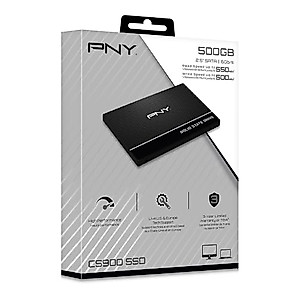 PNY CS900 500GB 3D NAND 2.5" SATA III Internal Solid State Drive (SSD) - (SSD7CS900-500-RB)