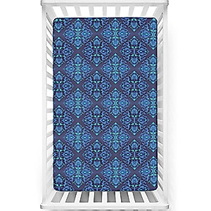 Purple Themed Fitted Crib Sheet,Standard Crib Mattress Fitted Sheet Soft Toddler Mattress Sheet Fitted-Great for Boy or Girl Room or Nursery,28“ x52“,Indigo Sea Blue Turquoise