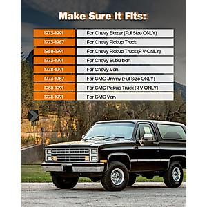 ROADFAR Side View Mirrors Left and Right Side Mirrors Fit Fit for 1973-91 For Chevy/For Chevy For GMC Jimmy Suburban C10 20 30 K1500 2500 3500 C15 25 35 Manual Folding Non-Heated Chrome GM1321227