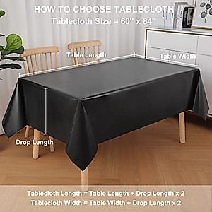 homing Rectangle Vinyl Tablecloth, 100% Waterproof Spillproof Plastic Table Cloth, Wipe Clean Table Cover for Dining Table, Buffet Parties and Camping (Black, 60" x 84")