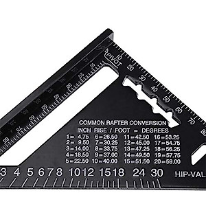 Triangle Ruler 7 Inch Metric Aluminum Alloy Adjustable Square, 090° Oxidation Roofing Triangle Angle Protractor Layout Guide(Metric System)