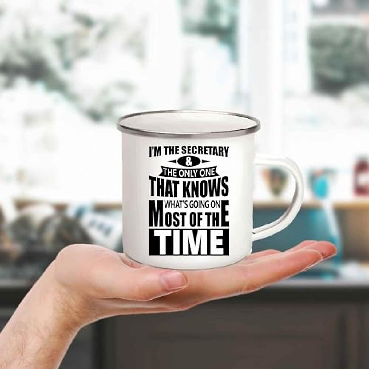 Funny Gift Funny Gift For Secretaries Who Know What's Going On - Unique Gift For Grandmothers On Birthday - 12oz Enamel Silver Mug