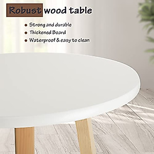 TINSAWOOD Round Side Table, Two-Tier White Side Table for Living Room, Bedroom, Balcony, Office & Small Spaces, Small End Table with Storage Shelf, Easy Assembly