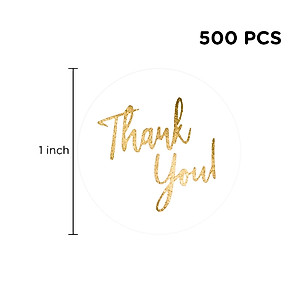 Thank You Stickers ,1" Thank You Stickers,Transparent Labels, Gold Foil Thank You Stickers Roll for Business, Bubble Mailers, Packaging Bags, Envelopes, Sealing and Decoration, 500 Labels Per Roll
